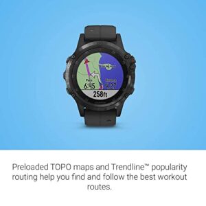 Garmin Fenix 5 Plus Premium Multisport GPS Smartwatch with Color TOPO Maps, Heart Rate Monitoring, Music and Garmin Pay with Black Band (Renewed)