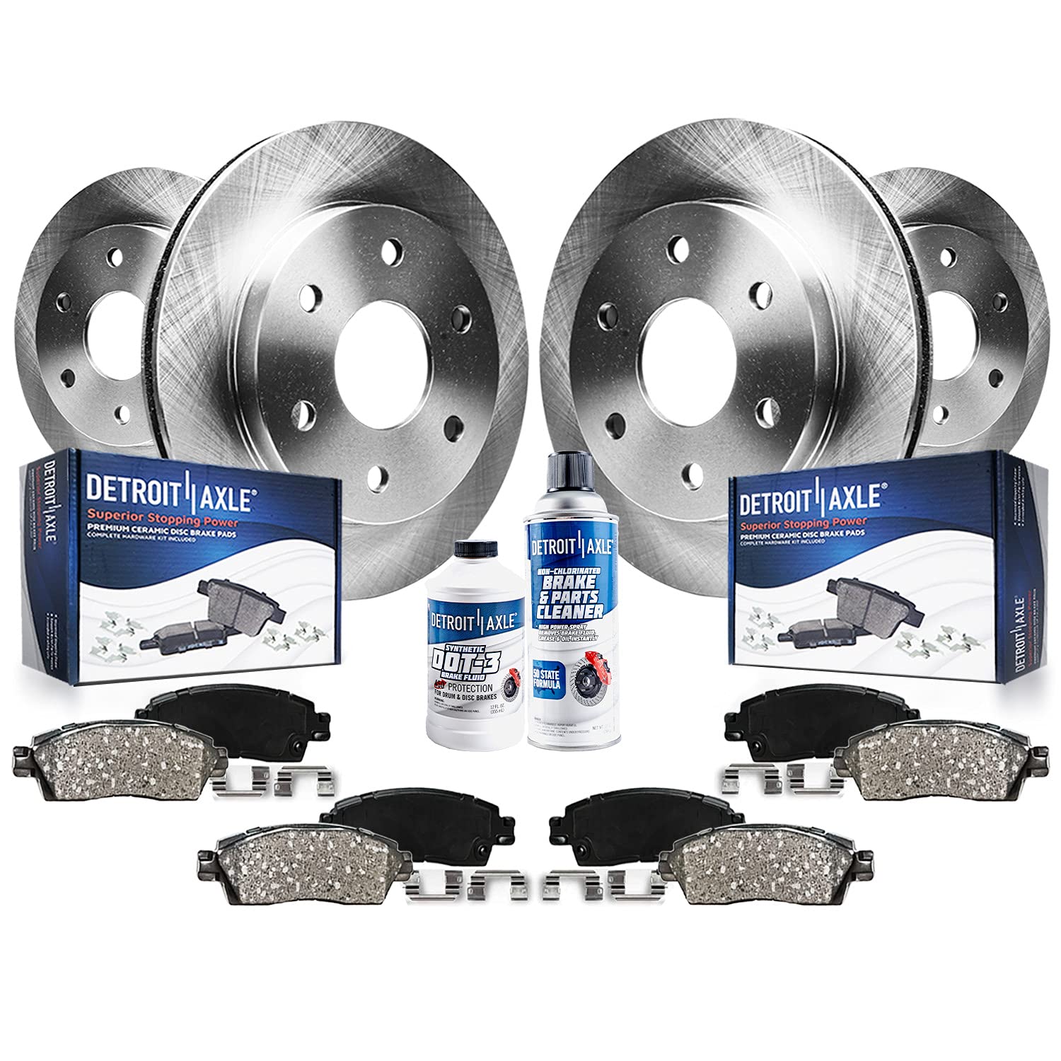 Detroit Axle - Brake Kit for 2010 2011 Ford F-150 Brakes Rotors Ceramic Brake Pads Front and Rear Replacement 6 Lug