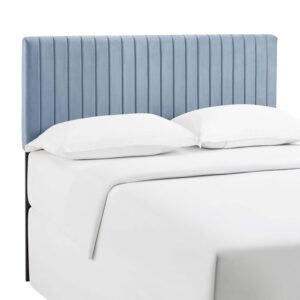 modway keira channel tufted performance velvet upholstered king headboard in light blue