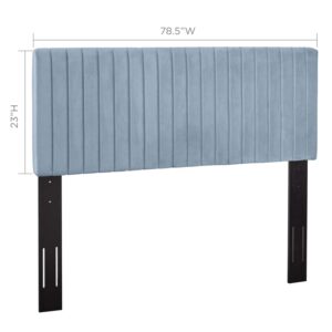 Modway Keira Channel Tufted Performance Velvet Upholstered King Headboard in Light Blue