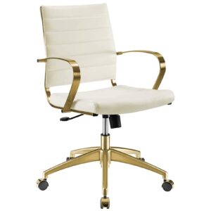 modway jive gold stainless steel executive managerial swivel midback office chair