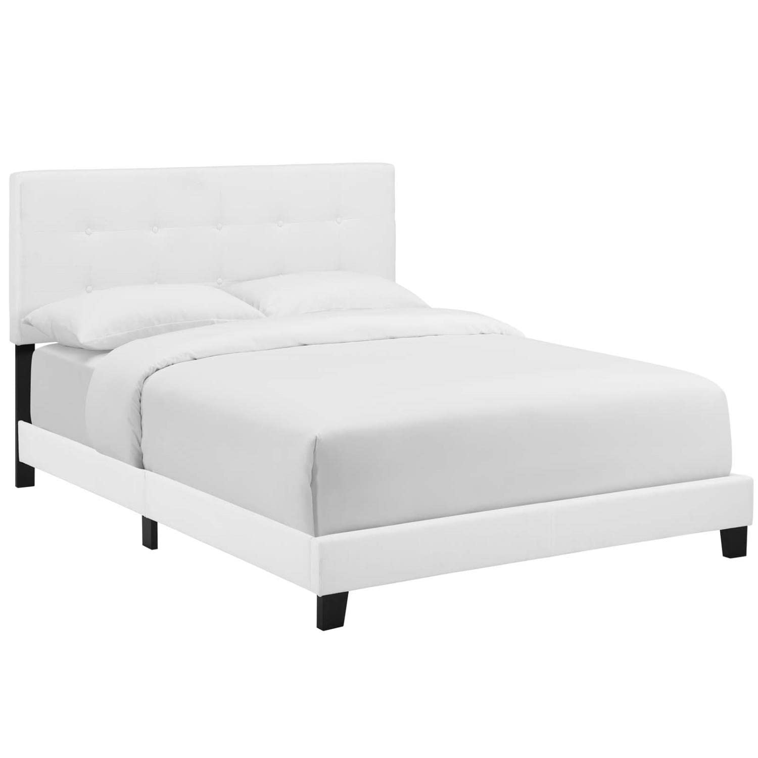 Modway Amira Tufted Fabric Upholstered Twin Bed Frame With Headboard In White