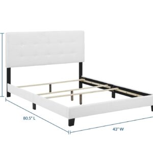 Modway Amira Tufted Fabric Upholstered Twin Bed Frame With Headboard In White