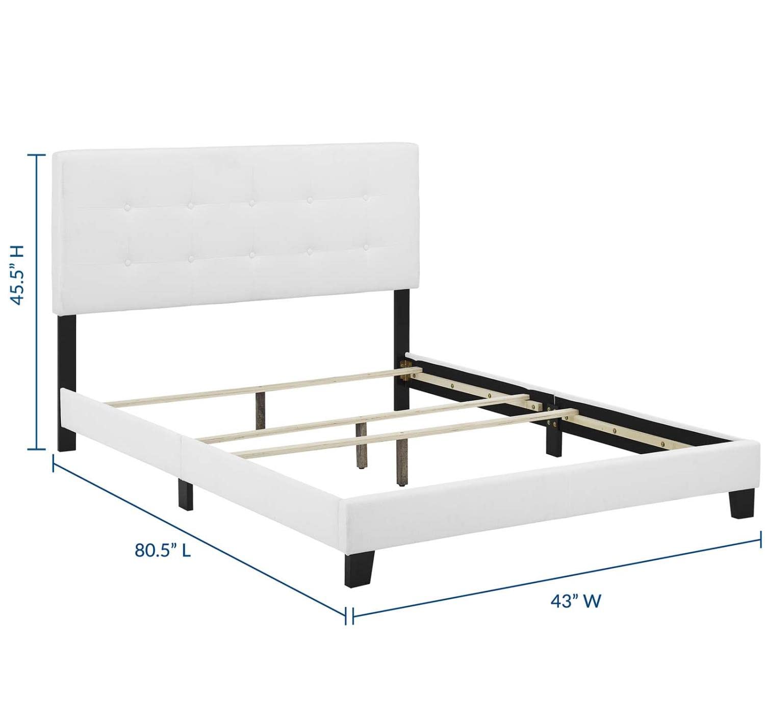 Modway Amira Tufted Fabric Upholstered Twin Bed Frame With Headboard In White