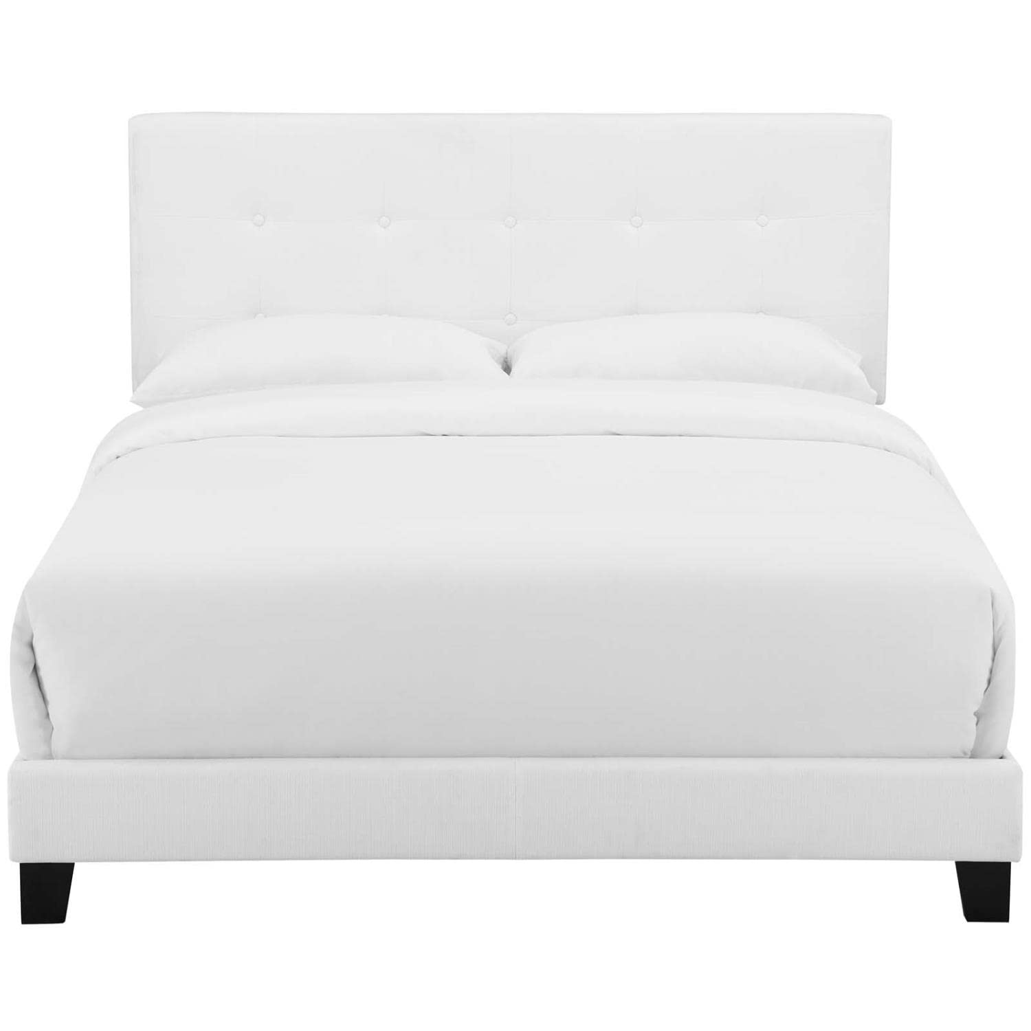 Modway Amira Tufted Fabric Upholstered Twin Bed Frame With Headboard In White