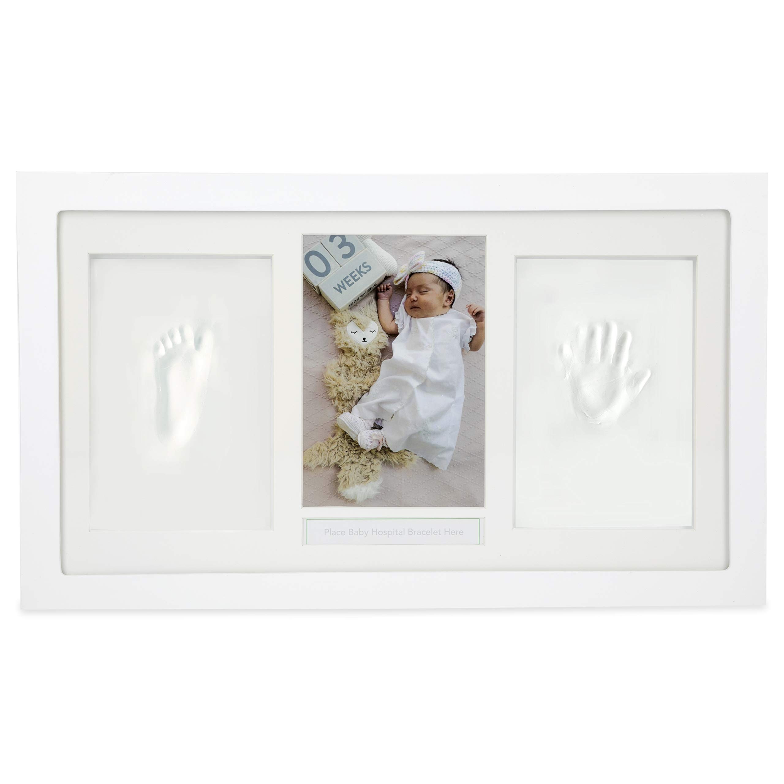 Nuby Baby Hand & Footprint Kit with Wall Decor Frame That Holds One 4 x 6 Photo & 2 Clay Print Kits for Newborn Girls & Boys, Personalized Baby Gift