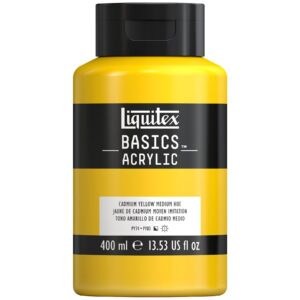 liquitex basics acrylic paint, 400ml (13.5-oz) bottle, cadmium yellow medium hue