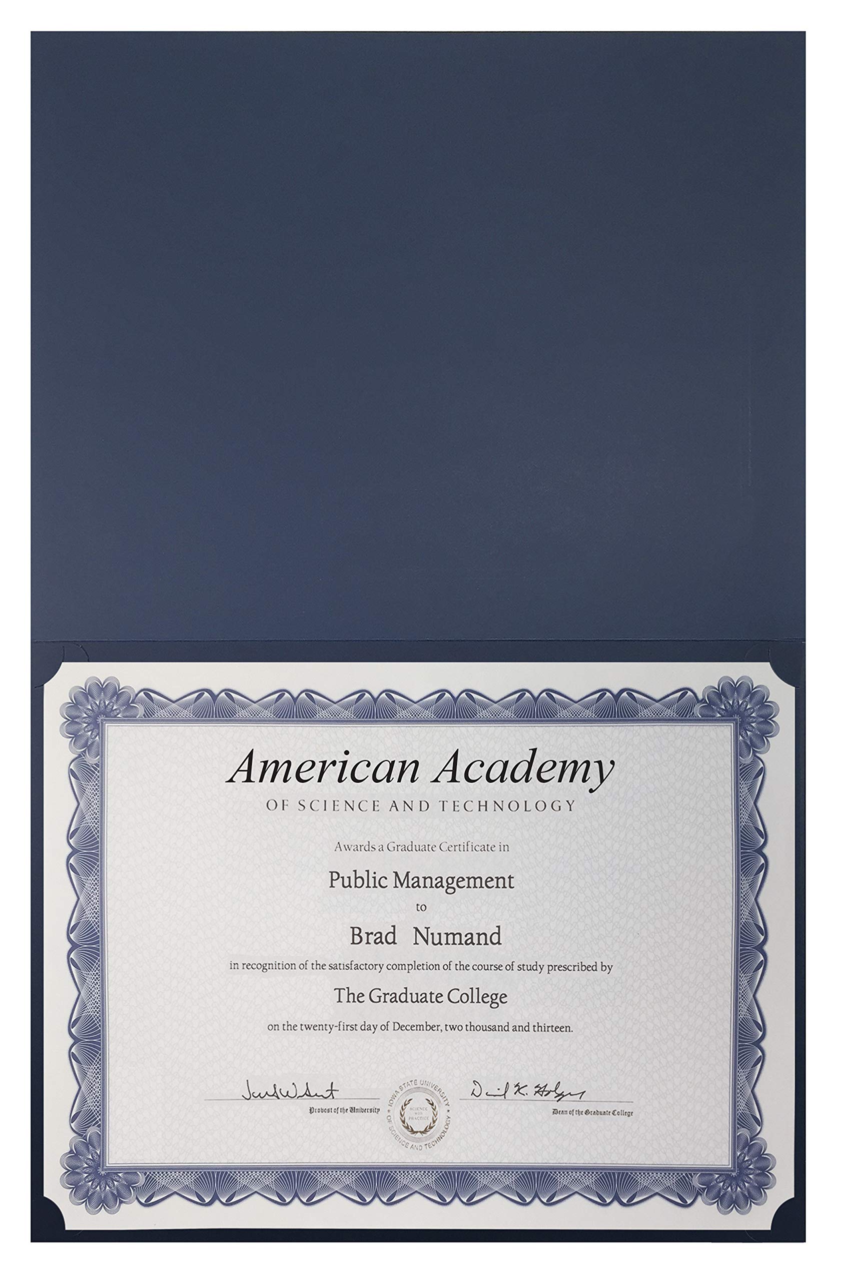 Better Office Products 25 Pack Navy Blue Certificate Holders, Diploma Holders, Document Covers with Gold Foil Border, for Letter Size Paper, 25 Count, Blue