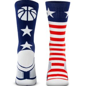 ChalkTalkSPORTS Basketball Adult Woven Mid-Calf Socks | Patriotic Stars and Stripes