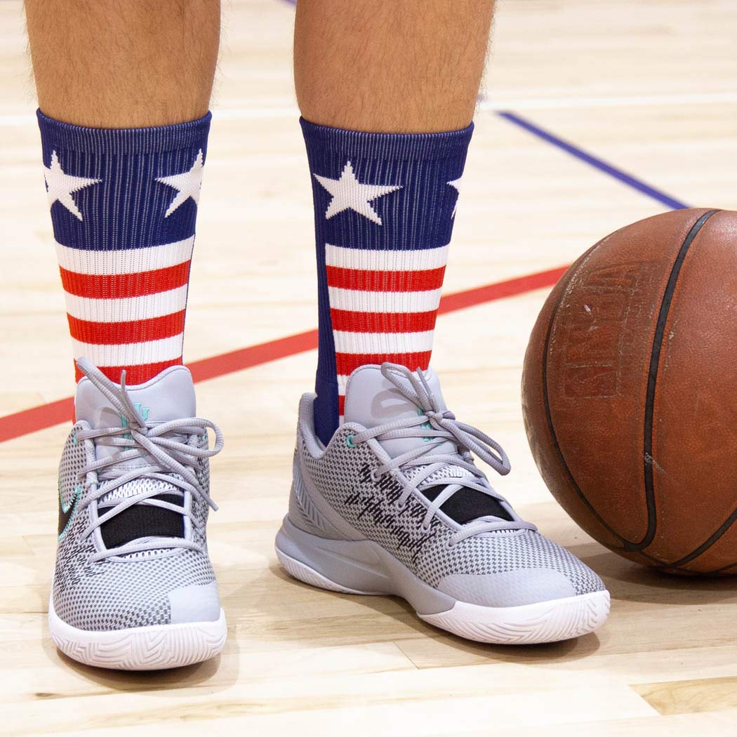 ChalkTalkSPORTS Basketball Adult Woven Mid-Calf Socks | Patriotic Stars and Stripes