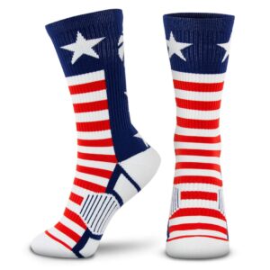 ChalkTalkSPORTS Basketball Adult Woven Mid-Calf Socks | Patriotic Stars and Stripes