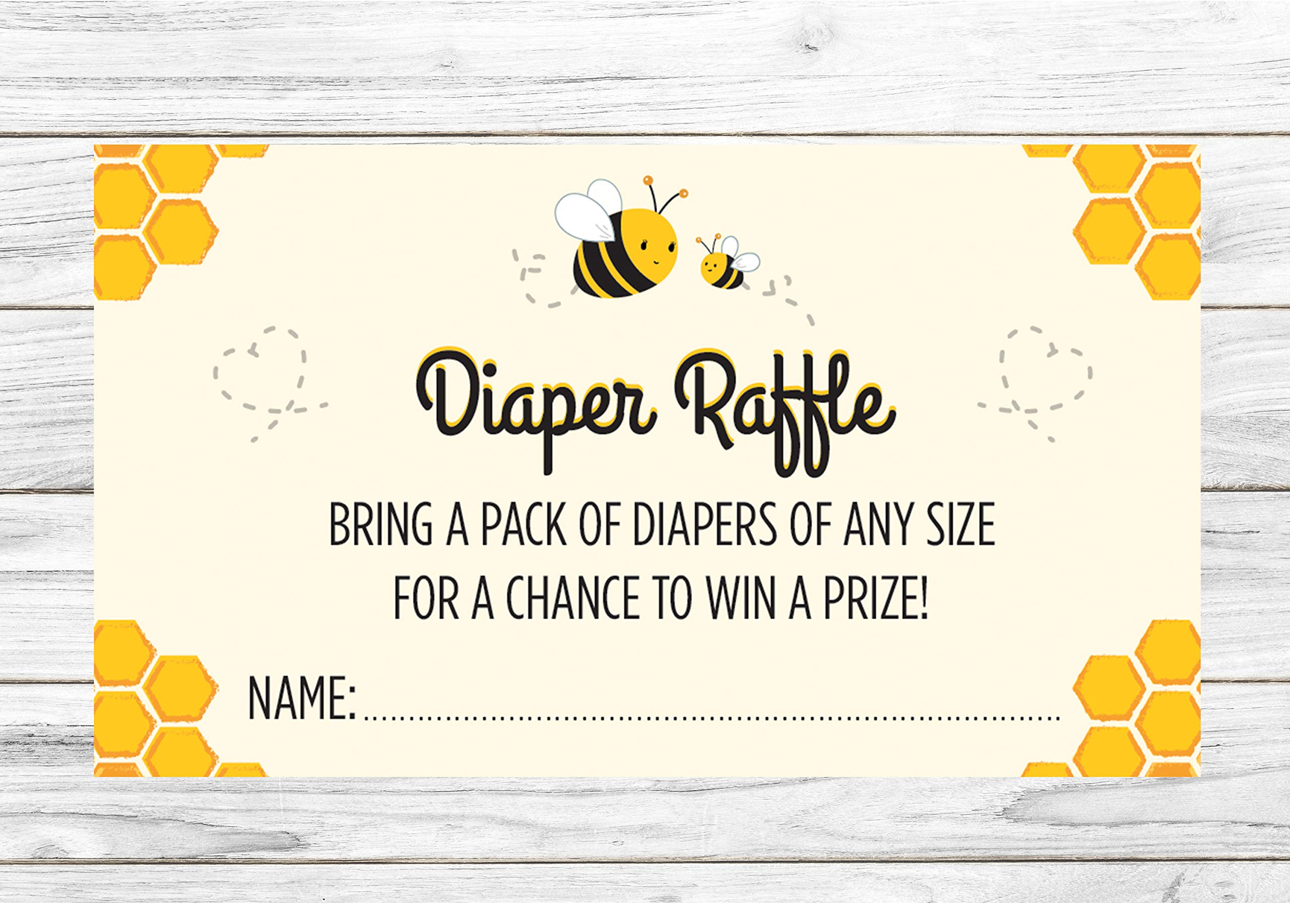 Mommy-to-Bee Diaper Raffle Cards - 24 Count - Bee Theme Baby Shower Game