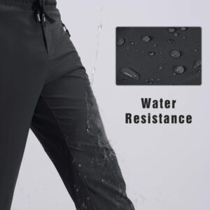 BIYLACLESEN Sweatpants for Men Joggers with Pockets Track Athletic Workout Pants Lightweight Quick Dry Fit Pants Waterproof Hiking Pants Black 40