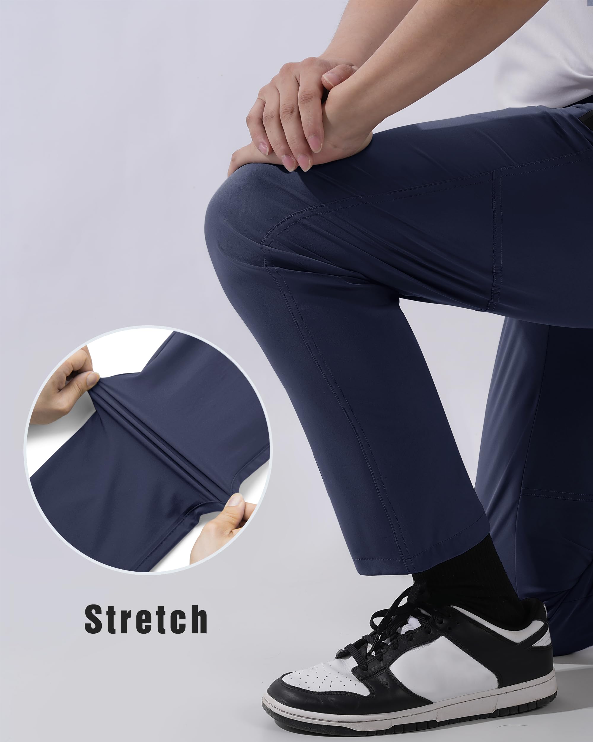 BIYLACLESEN Mens Sweatpants with Pockets Joggers for Men Sweat Pants Hiking Waterproof Pants Quick Dry Athletic Track Workout Pants Dark Blue 38