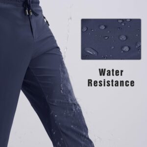 BIYLACLESEN Mens Sweatpants with Pockets Joggers for Men Sweat Pants Hiking Waterproof Pants Quick Dry Athletic Track Workout Pants Dark Blue 38