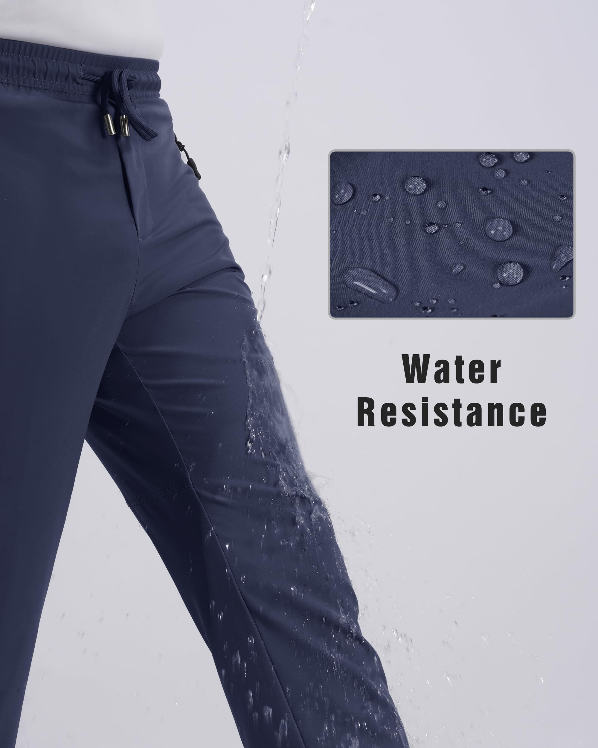 BIYLACLESEN Mens Sweatpants with Pockets Joggers for Men Sweat Pants Hiking Waterproof Pants Quick Dry Athletic Track Workout Pants Dark Blue 38