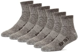 fun toes merino wool ankle socks pack of 6 arch support and cushioning heel to toe reinforcement ideal for hiking (brown, men 10-13)