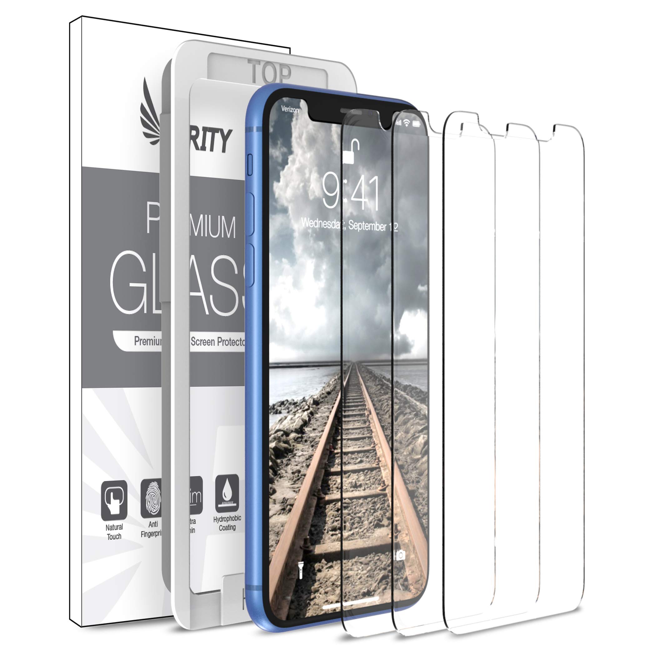 Purity Screen Protector for Apple iPhone 11 and iPhone XR - 3 Pack (w/Installation Frame) Tempered Glass Screen Protector Compatible iPhone 11 / iPhone XR (3 Pack) [Anti-Scratch] [Fit with Most Cases]