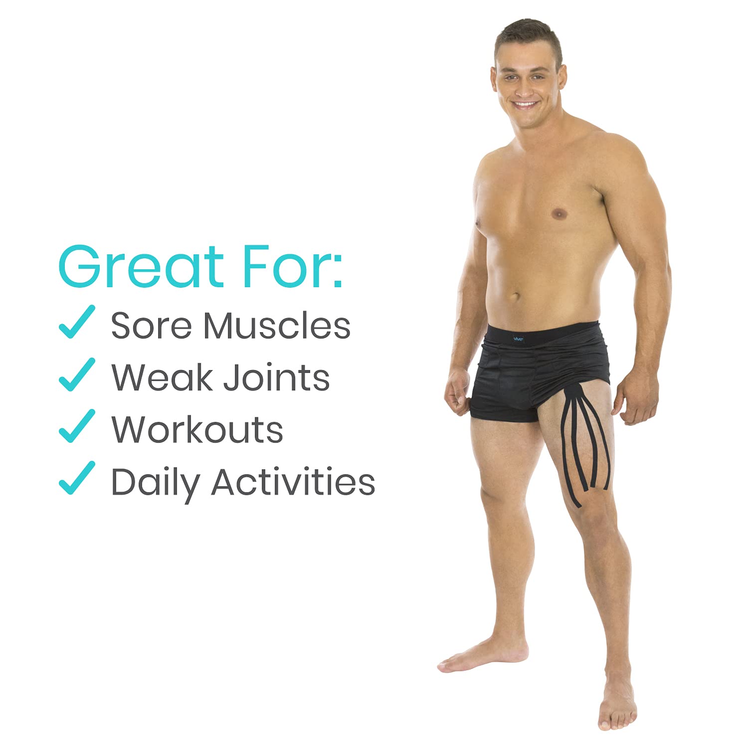 Vive Kinesiology Tape (105 Feet) - Therapeutic Athletic Support Tape - Uncut Kensio Roll - Muscle and Joint Recovery for Shoulder, Back, Knee, Elbow and Ankle Pain Relief - Waterproof for Sports