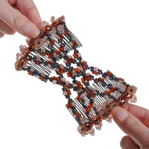 LOVEF 3pcs Magic Beads Elastic Double Hair Comb Clip Stretchy Hair Combs Clips Fashion Hair Style Hairpin Magic Hair Combs Headbands