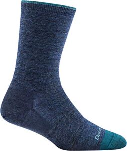 darn tough women's solid basic crew lightweight sock (style 6012) - denim, medium