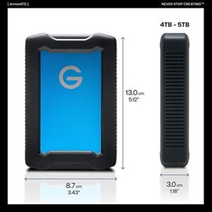 G-Technology 4TB ArmorATD All-Terrain Rugged Portable External Hard Drive - USB-C, USB 3.1 Gen 1 - 0G10435-1, 4000 GB