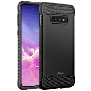 jetech slim fit case for samsung galaxy s10e, thin phone cover with shock-absorption and carbon fiber design (black)