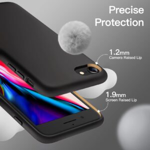 JETech Silicone Case for iPhone SE 3/2 (2022/2020 Edition), iPhone 8 and iPhone 7, 4.7-Inch, Silky-Soft Touch Full-Body Protective Case, Shockproof Cover with Microfiber Lining (Black)