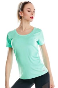 womens running shirts dry fit scoop neck(mint heather,s)