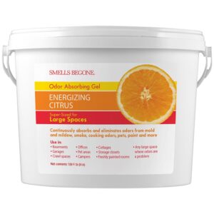 smells begone odor absorber gel - air freshener & odor eliminator for homes, garages & commercial buildings - industrial size - energizing citrus scent - 1 gallon