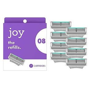 joy womens razor blade refills, 8 count, purple, lubrastrip to help avoid skin irritation