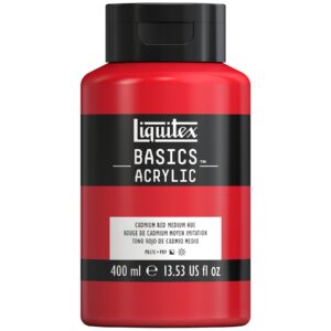 liquitex basics acrylic paint, 400ml (13.5-oz) bottle, cadmium red medium hue