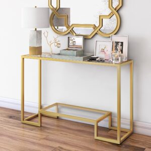 Henn&Hart 47.75" Wide Rectangular Console Table in Brass, Entryway Table, Accent Table for Living Room, Hallway