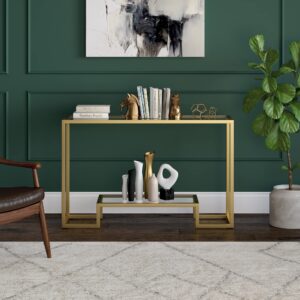 Henn&Hart 47.75" Wide Rectangular Console Table in Brass, Entryway Table, Accent Table for Living Room, Hallway