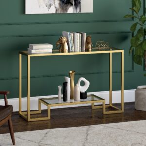 Henn&Hart 47.75" Wide Rectangular Console Table in Brass, Entryway Table, Accent Table for Living Room, Hallway