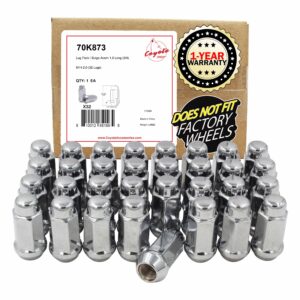 wheel accessories parts 32 pcs m14 x 2 14 x 2 thread bulge acorn 1.90" long lug nuts chrome 3/4" 19mm hex fits 2000-02 ford excursion 1999-2003 f250 f350 super duty