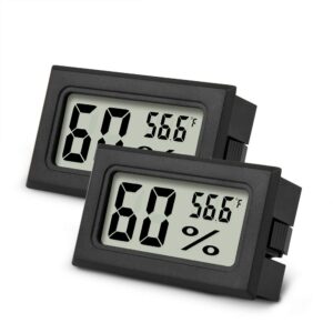 mini hygrometer thermometer 2pcs mini digital humidity gauge, aiktryee hygrometer indoor humidity monitor temperature humidity gauge meter for humidors greenhouse garden cellar closet etc