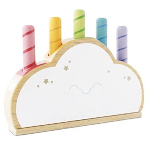 le toy van - wooden baby sensory petilou rainbow cloud pop press and release toy | educational baby sensory montessori toddler learning toy - suitable for 18+ months