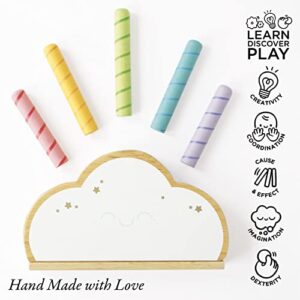 Le Toy Van - Wooden Baby Sensory Petilou Rainbow Cloud Pop Press and Release Toy | Educational Baby Sensory Montessori Toddler Learning Toy - Suitable for 18+ Months