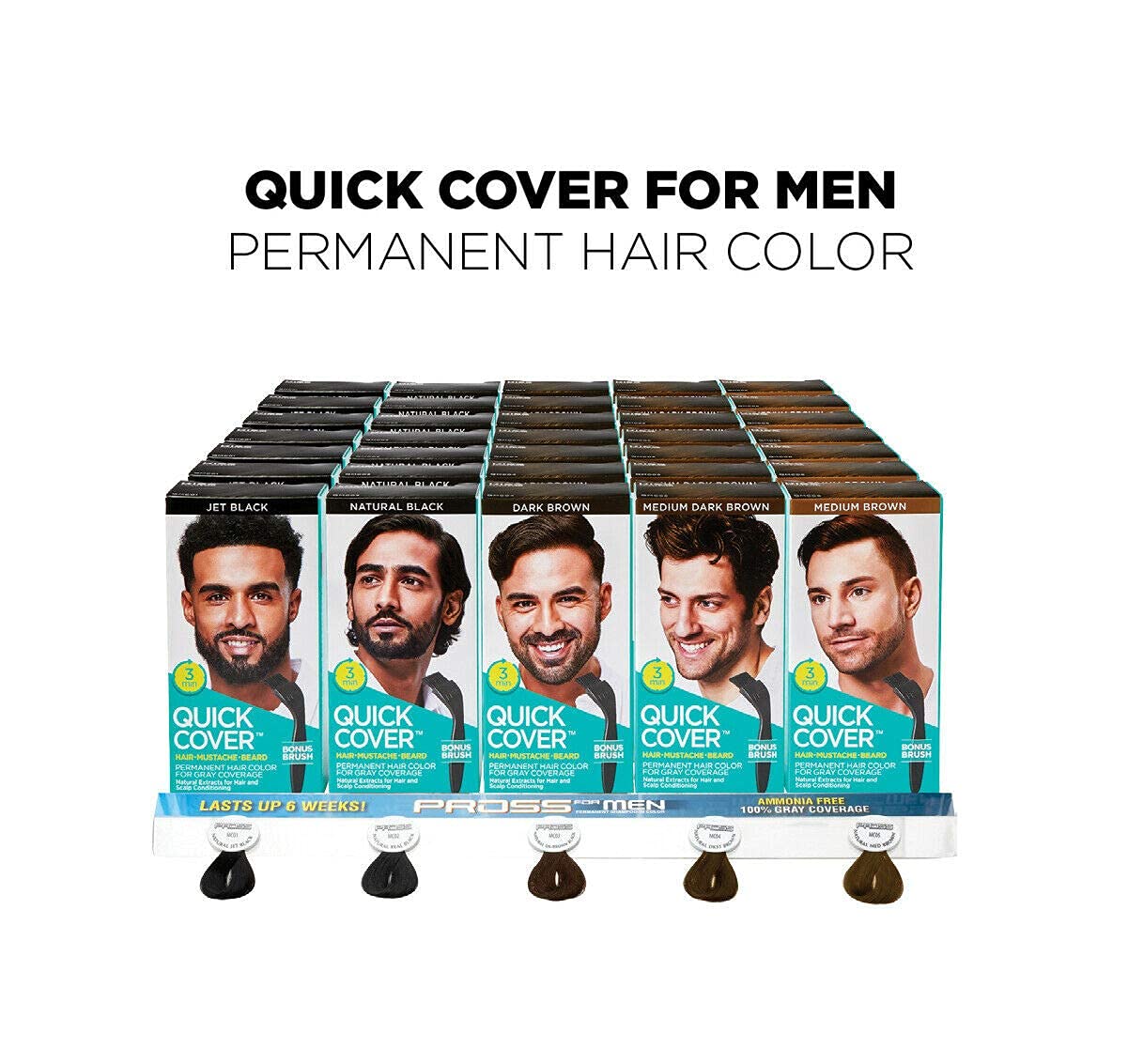 KISS Quick Cover For Men Permanent Hair Color Mustache Beard QMC (Natural Black)