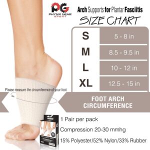 Physix Gear Sport Arch Supports for Plantar Fasciitis Relief (1 Pair) - Foot Sleeve Arch Support for Flat Feet, Plantar Fasciitis Wrap, Arch Compression Support Sleeves, Fast Relief (Beige, M)