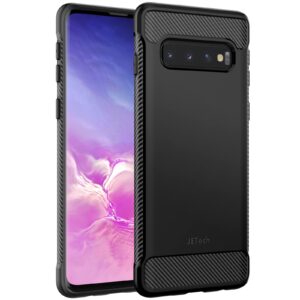 jetech slim fit case for samsung galaxy s10, thin phone cover with shock-absorption and carbon fiber design (black)