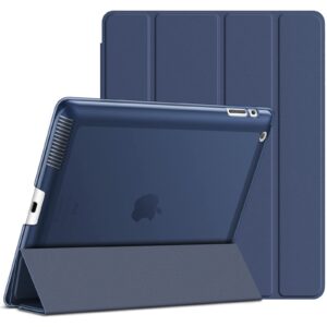 jetech case for ipad 2 3 4 (2012/2011 model), not for ipad air or ipad air 2, smart cover with auto sleep/wake (navy)