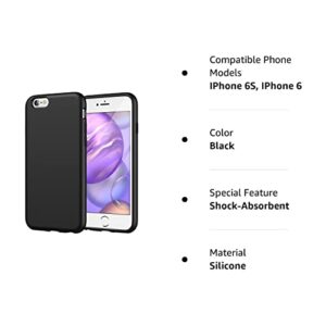 JETech Silicone Case for iPhone 6s/6 4.7 Inch, Silky-Soft Touch Full-Body Protective Case, Shockproof Cover with Microfiber Lining (Black)