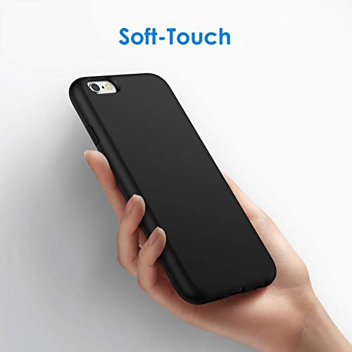 JETech Silicone Case for iPhone 6s/6 4.7 Inch, Silky-Soft Touch Full-Body Protective Case, Shockproof Cover with Microfiber Lining (Black)