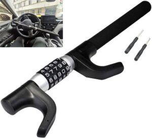 vechkom steering wheel lock keyless password code heavy duty security anti theft steel for vehicle car truck van suv