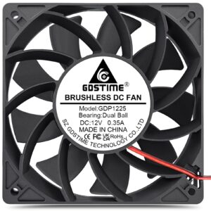 gdstime 120mm case fan, increase air pressure fan, 120mm x 25mm 12v dc brushless cooling fan dual ball bearings long lifespan