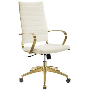 modway jive gold stainless steel executive managerial tall swivel highback office chair