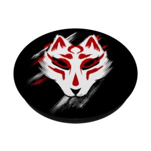 Kitsune mask traditional japanese White fox brush art PopSockets PopGrip: Swappable Grip for Phones & Tablets