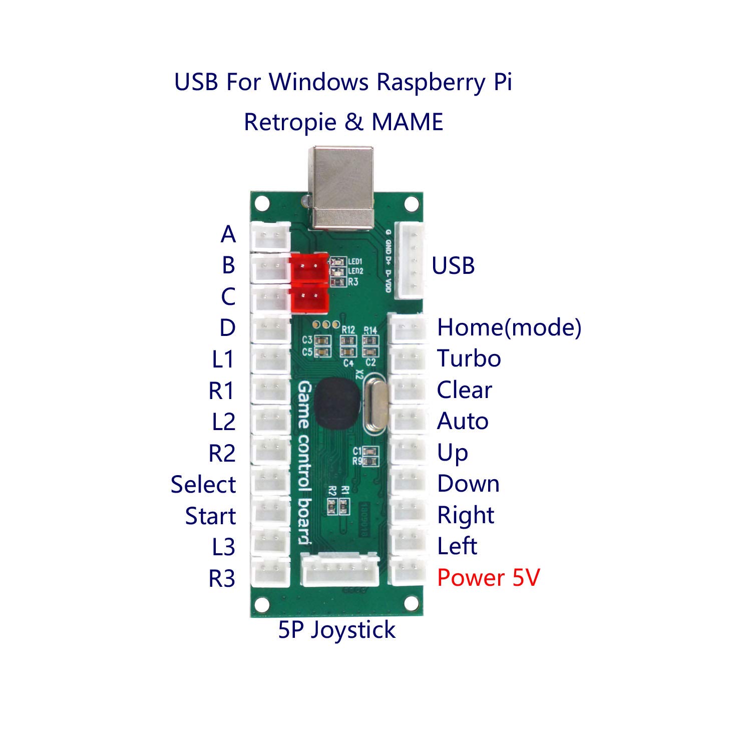 SJ@JX Arcade Game USB Encoder Zero Delay Arcade Button Joystick Controller for Retropie Raspberry MAME HAPP SANWA